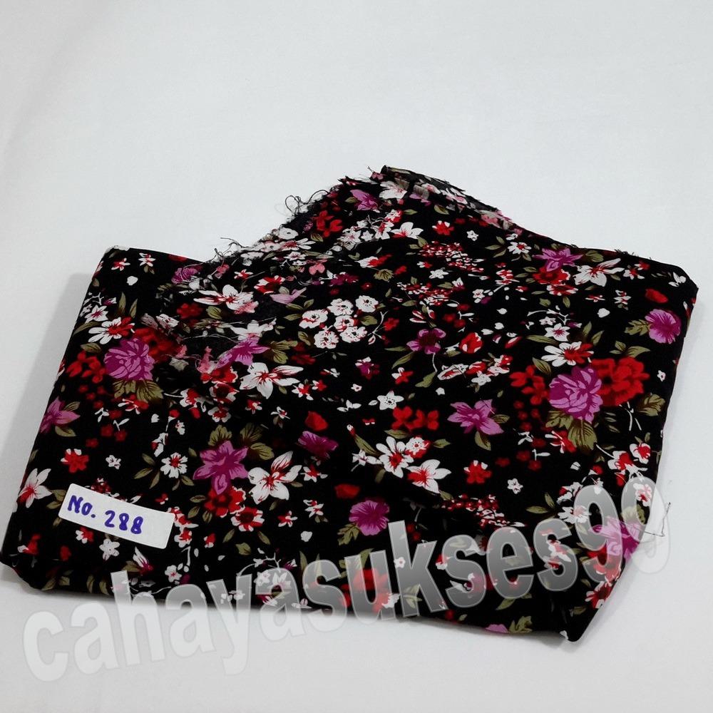 Bahan Kain Polyester Hitam Motif Bunga 156cm x 142cm Kain Craft No.288 ...