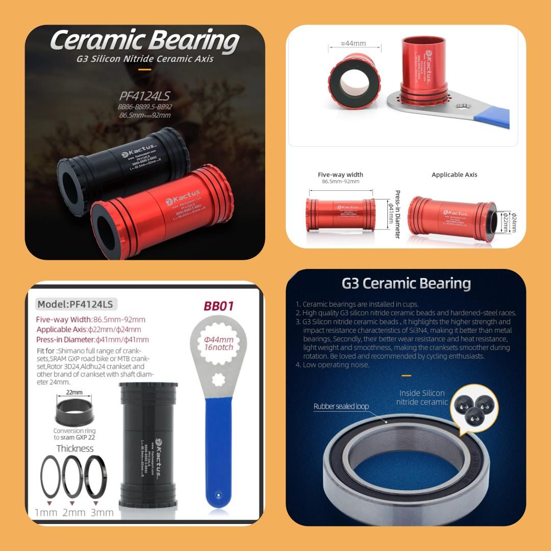 BB86 Thread Lock Ceramic Bearing Bottom Bracket 24mm Crankset + Tool, Sports Equipment, Bicycles ...