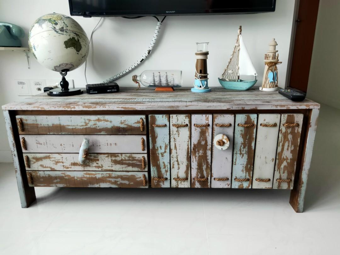 Beach Nautical Theme coffee table tv console, Furniture & Home Living ...