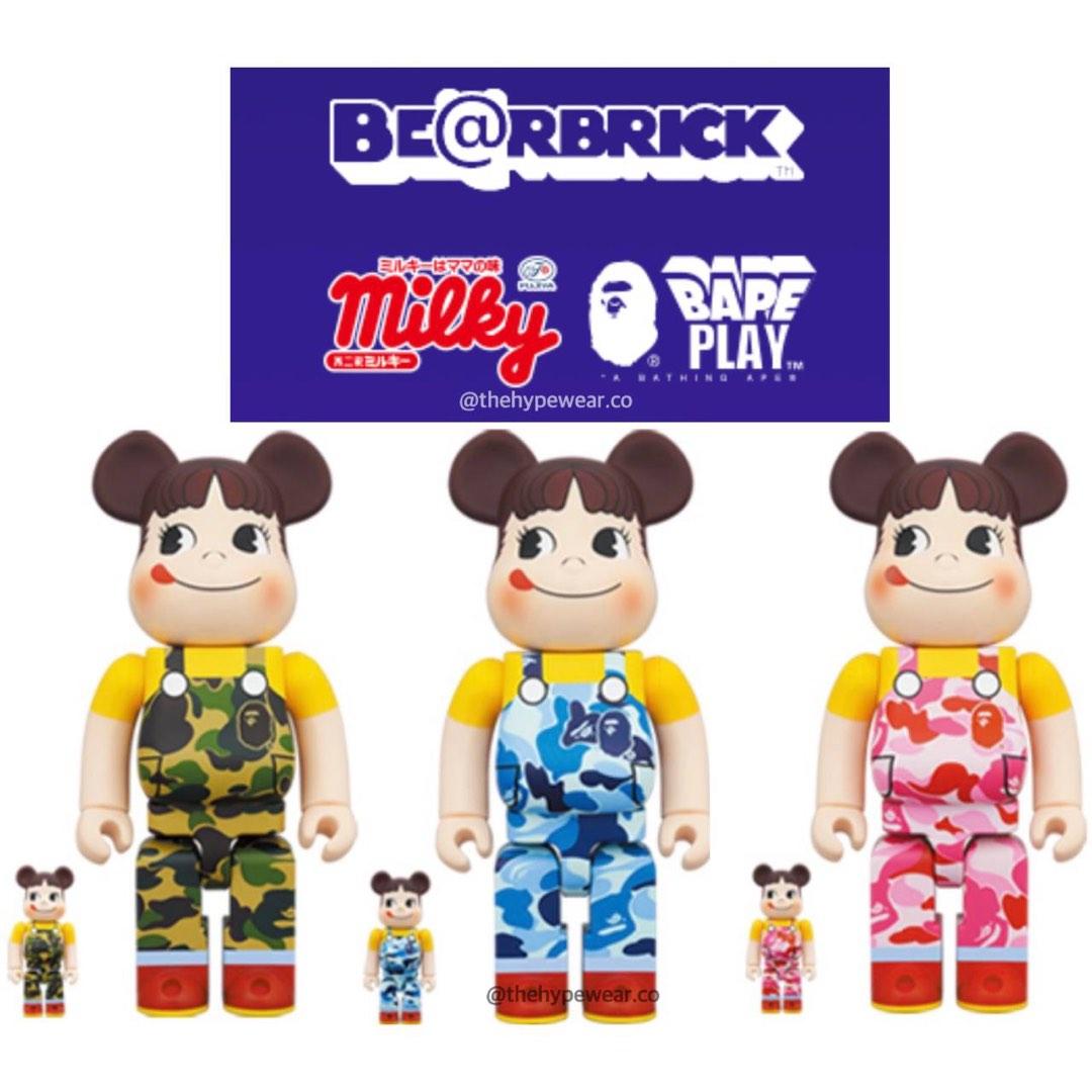 Bearbrick x BAPE x Peko-Chan 100% + 400% Set of 3, Hobbies & Toys, Toys & Games on Carousell