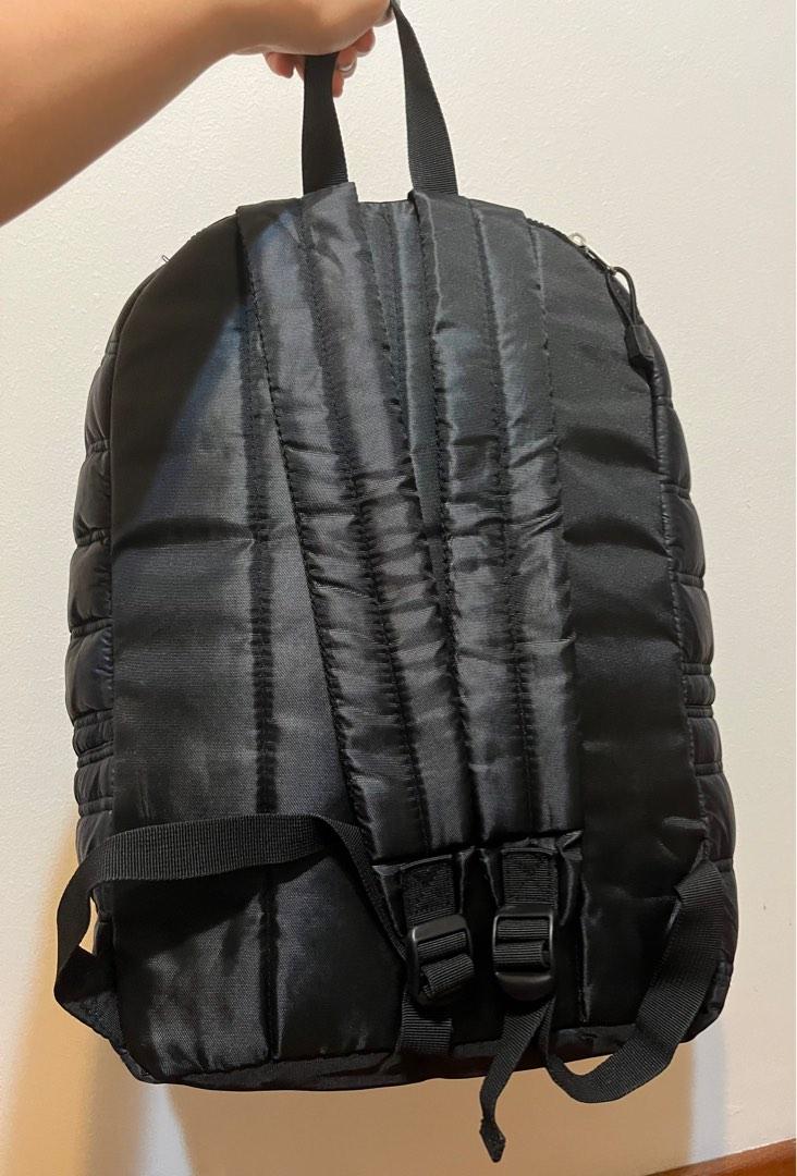 Black Puffy Backpack, Women's Fashion, Bags & Wallets, Backpacks on ...