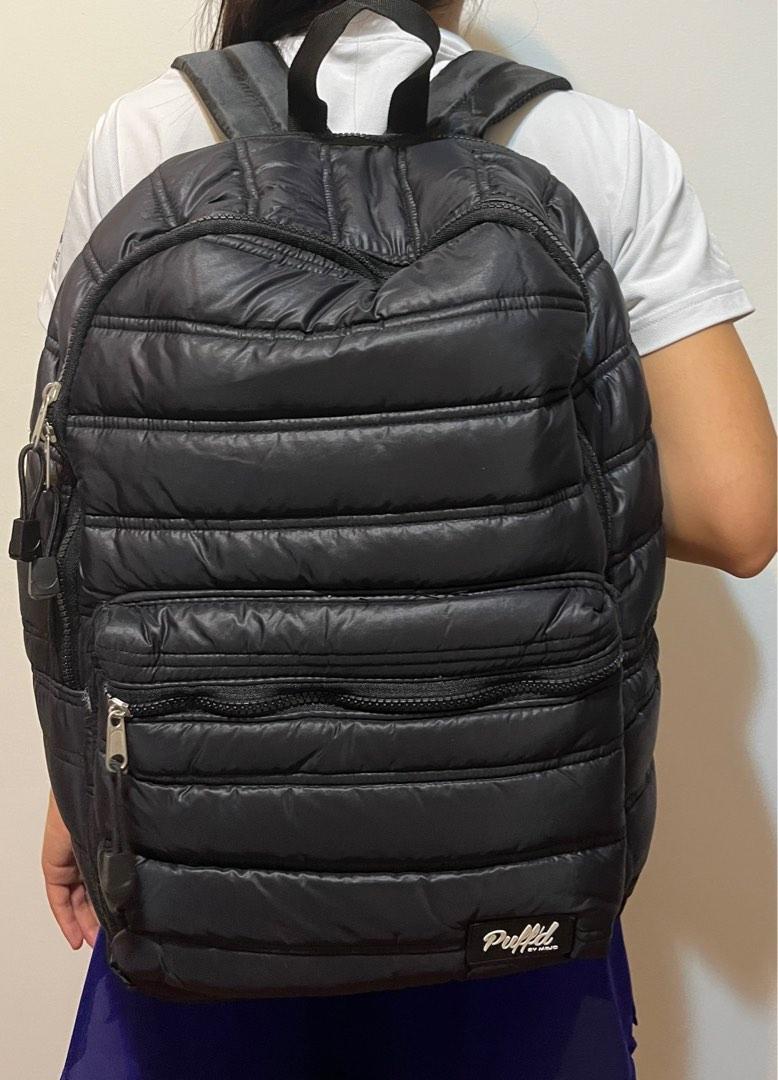 Black Puffy Backpack, Women's Fashion, Bags & Wallets, Backpacks on ...