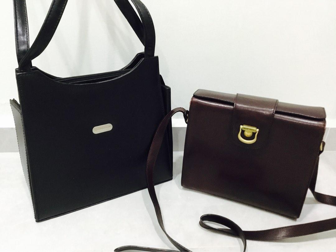 Braun Buffel Sling Bag & Black Shoulder Bag Set, Women's Fashion, Bags ...