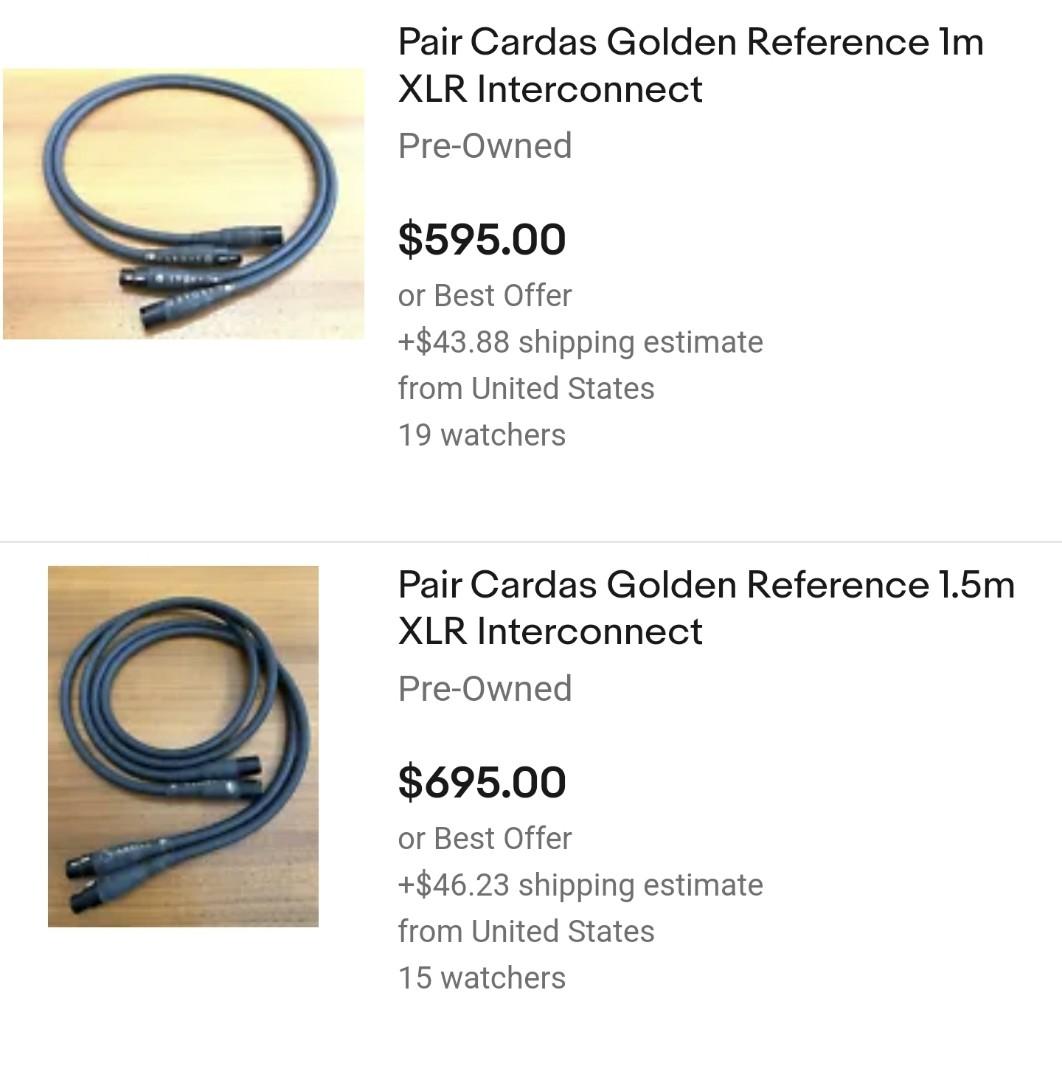 Cardas Golden Reference Interconnect XLR 1.5m, Audio, Other Audio ...