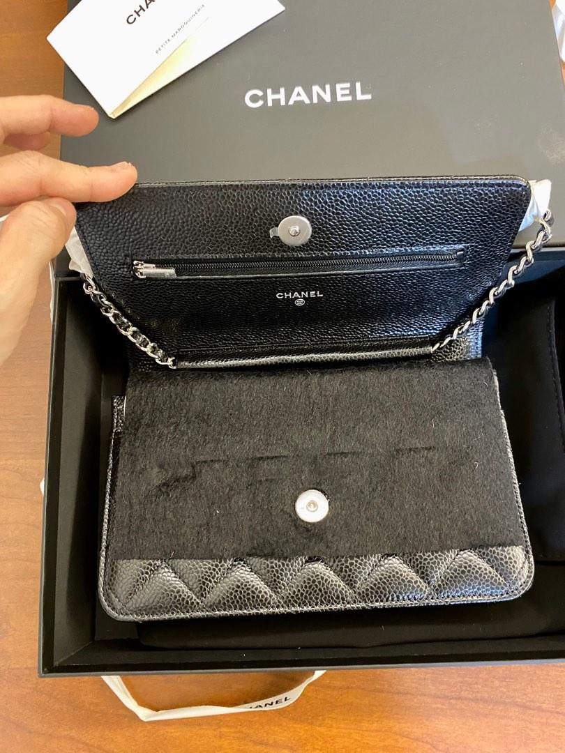Chanel Caviar WOC Black SHW Classic Wallet on Chain Microchip, Luxury ...