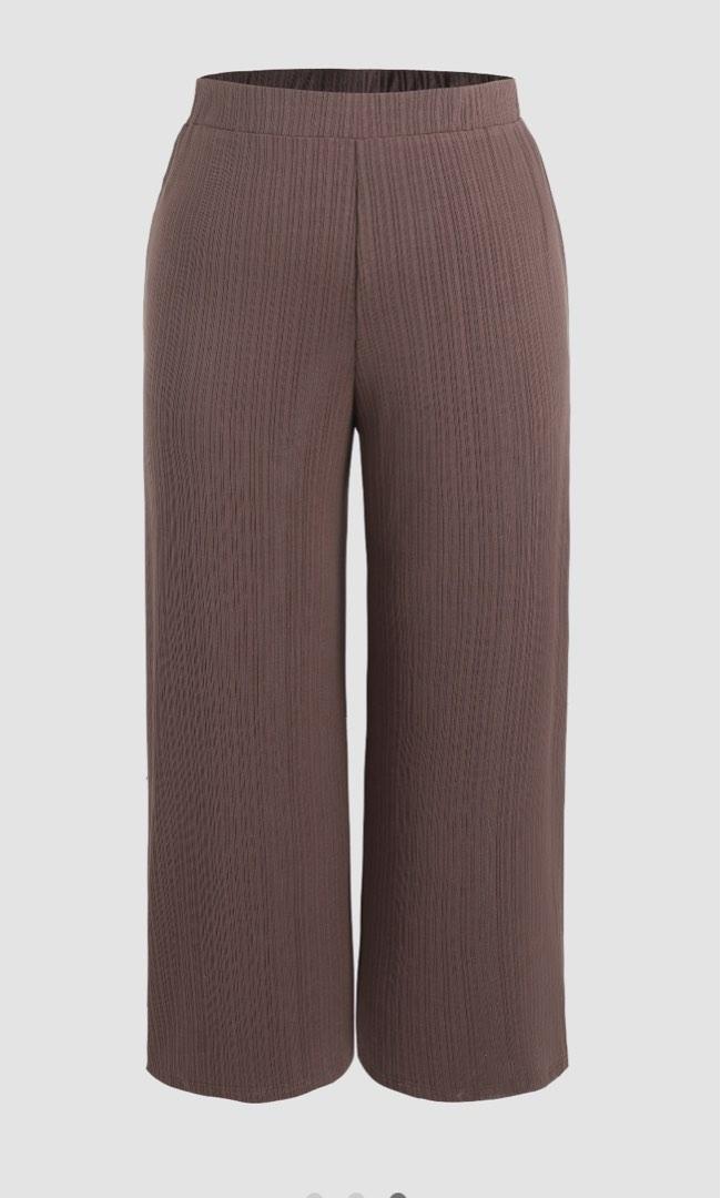 [CIDER] Plus Size Brown Rib Pants (0XL), Women's Fashion, Bottoms ...