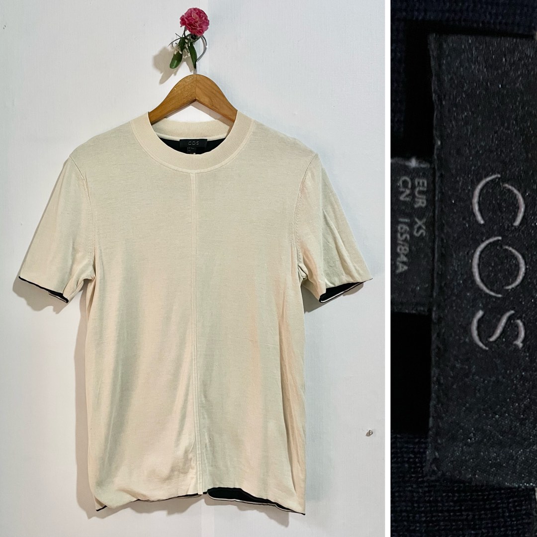 Cos nude contrast ribbed top, Women's Fashion, Tops, Shirts on Carousell