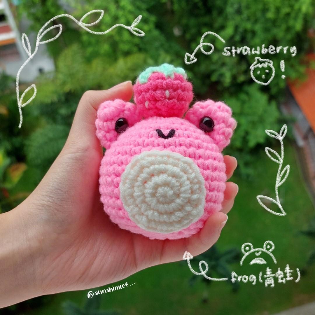 crochet strawberry frog, Hobbies & Toys, Stationery & Craft, Handmade ...