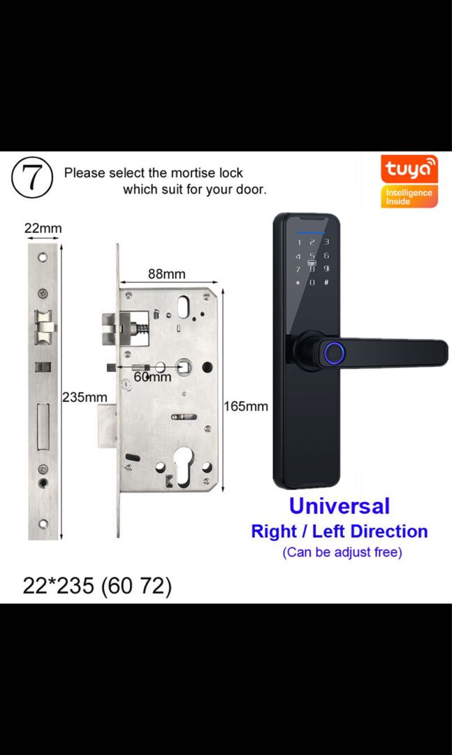 Digital Lock Tuya 6072, Furniture & Home Living, Security & Locks ...