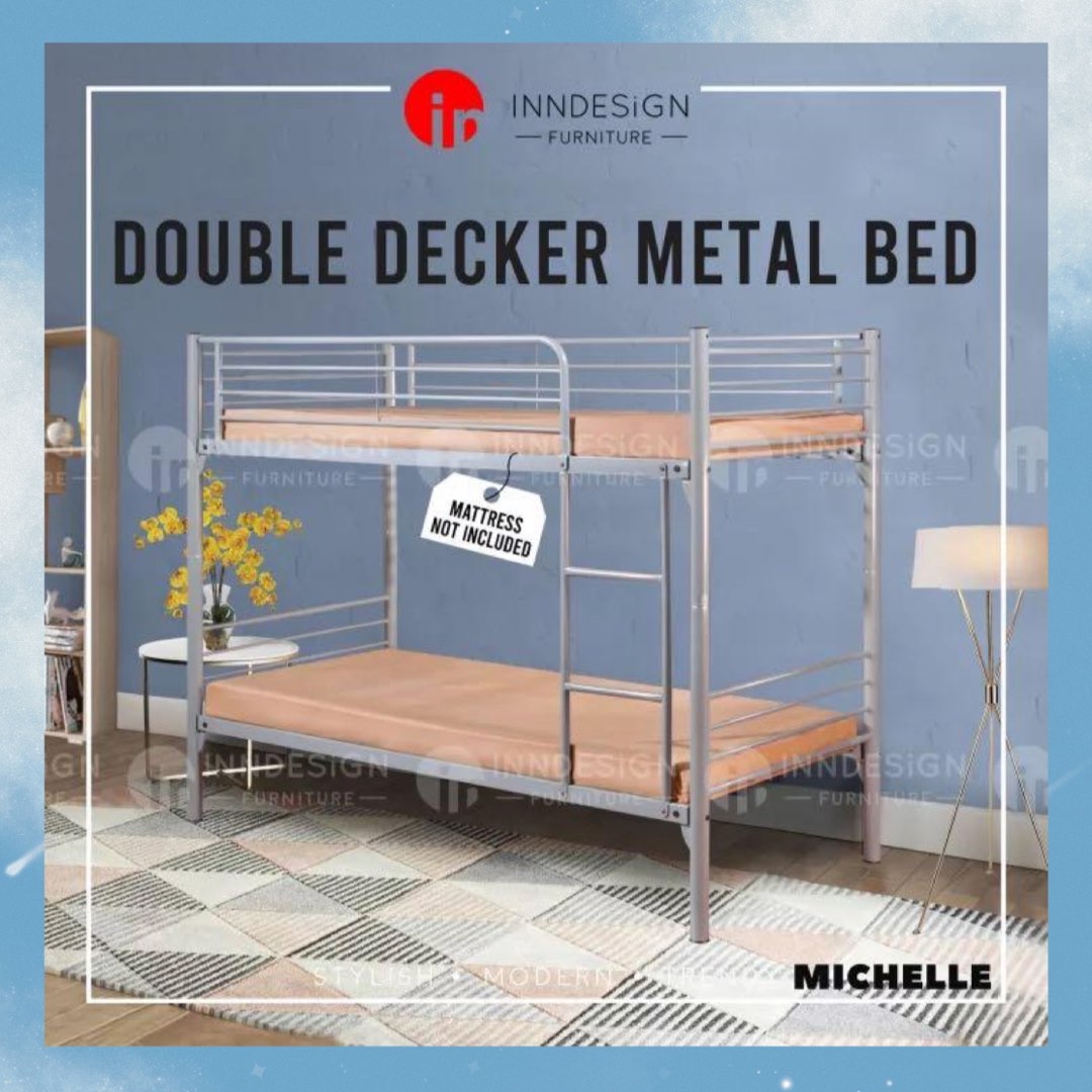 Double decker bed frame metal bed fully assembled bunk bed, Furniture ...