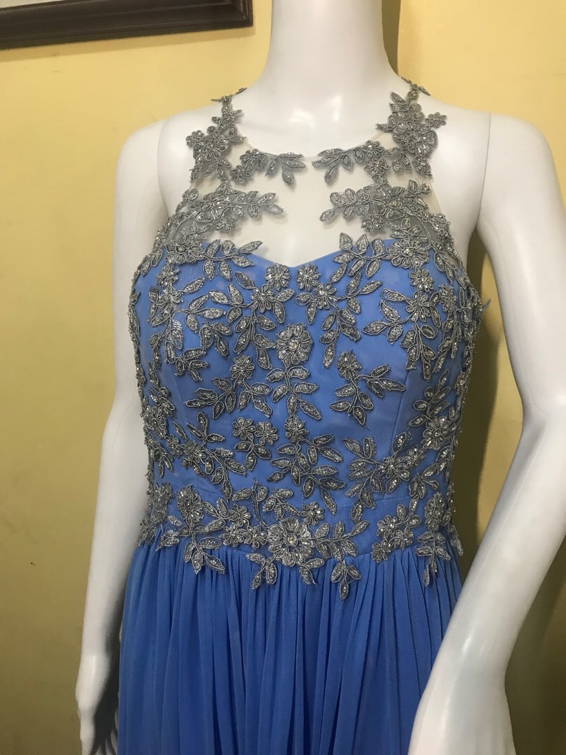 Dusty Blue Evening Gown, Women's Fashion, Dresses & Sets, Evening dresses & gowns on Carousell