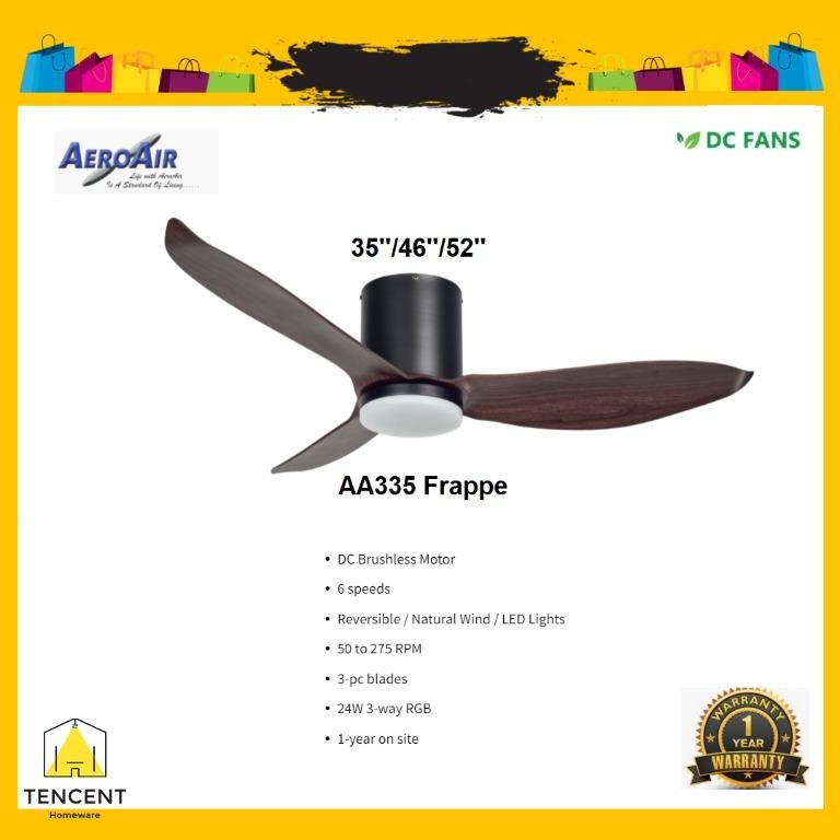 (!FREE DELIVERY!) Aeroair AA335 Hugger Series Ceiling Fan with LED 3 ...