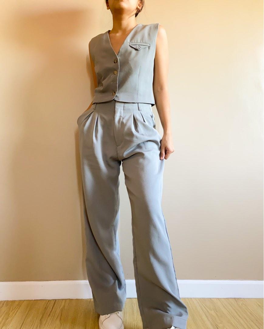 Gray vest coordinates, Women's Fashion, Dresses & Sets, Sets or ...