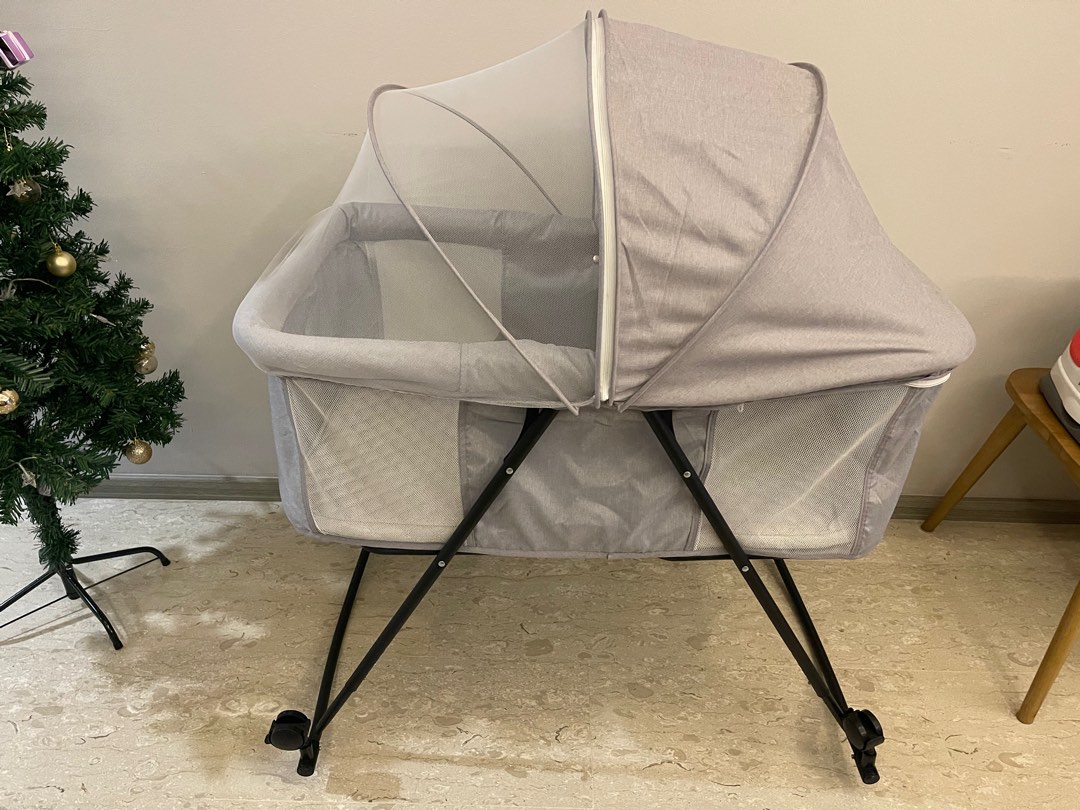 Grey baby cot with wheels, Babies & Kids, Baby Nursery & Kids Furniture ...