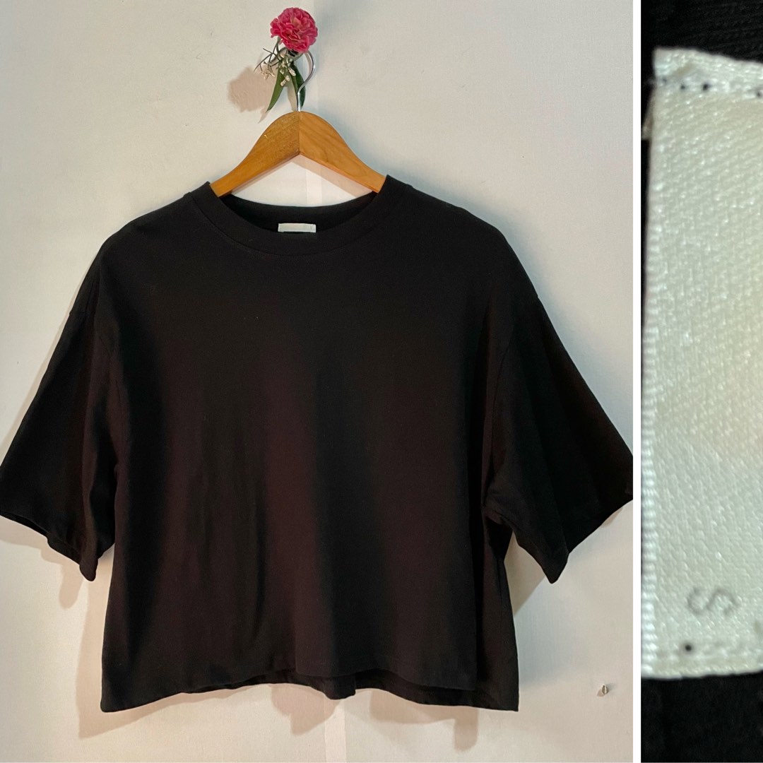 Gu black oversized boxy top, Women's Fashion, Tops, Shirts on Carousell