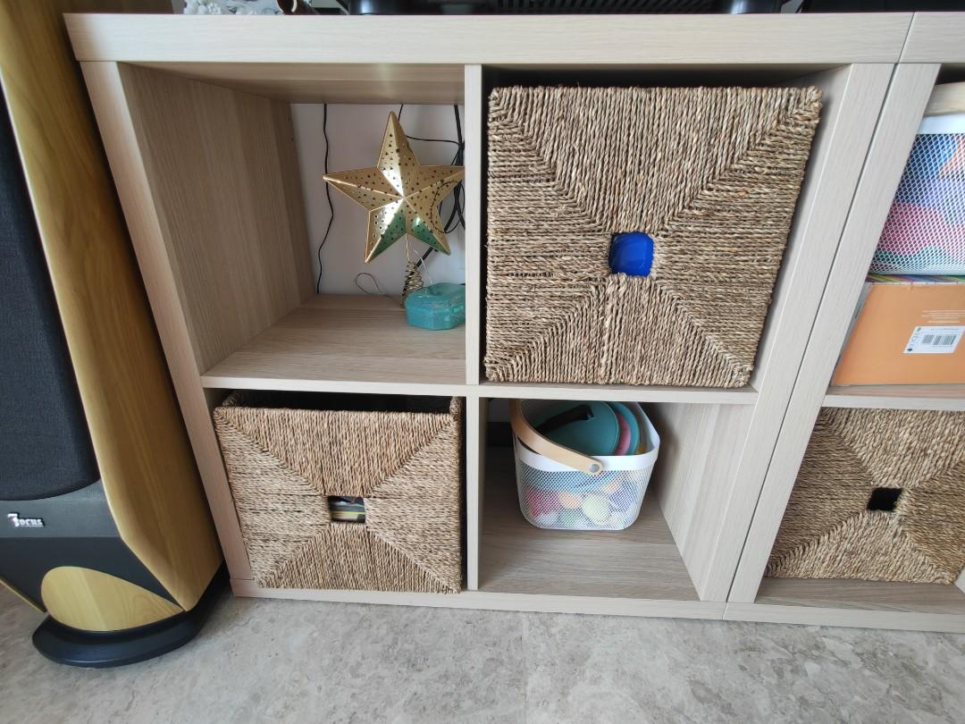 IKEA Kallax storage unit with 2 square baskets, Furniture & Home Living ...