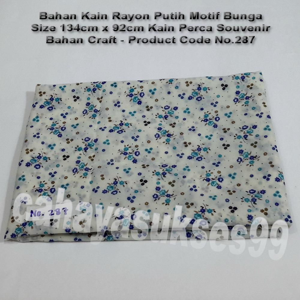 Kain Bahan Rayon Putih Motif Bunga Biru 134cm x 92cm Kain Craft No.287 ...