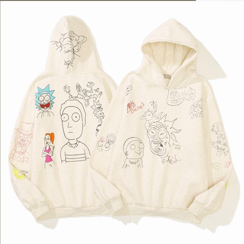 Kanye West Rick n' Morty Grafitti Streetwear Oversized Hoodie, Men's ...