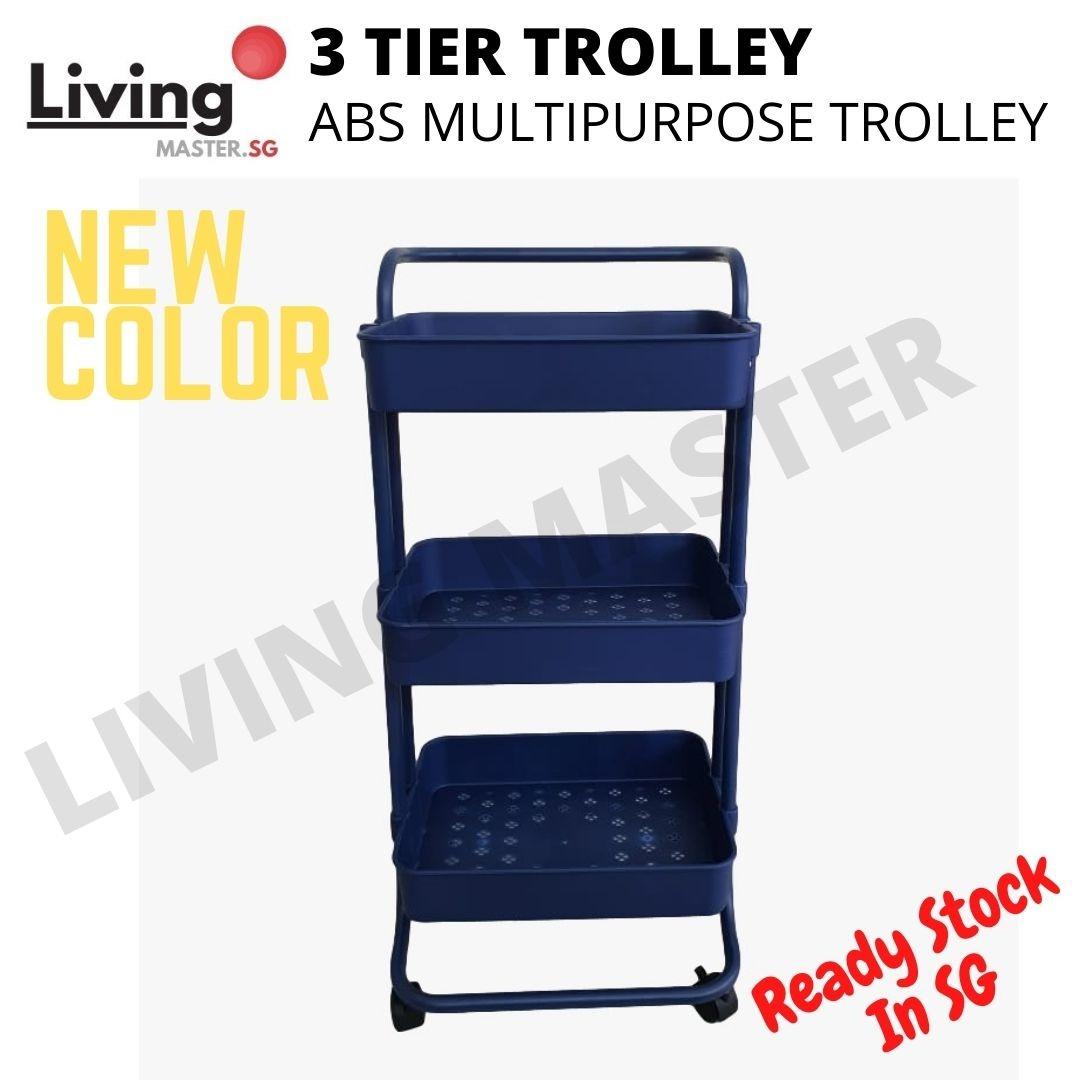 Kitchen Trolley 3 Tier ABS Multi-Purpose Movable Racks, Furniture ...