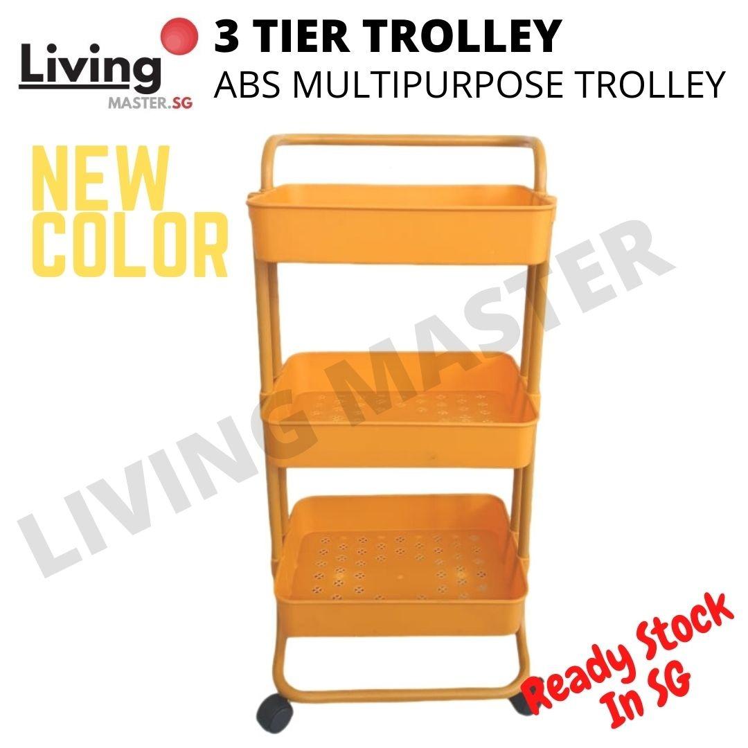 Kitchen Trolley 3 Tier ABS Multi-Purpose Movable Racks, Furniture ...