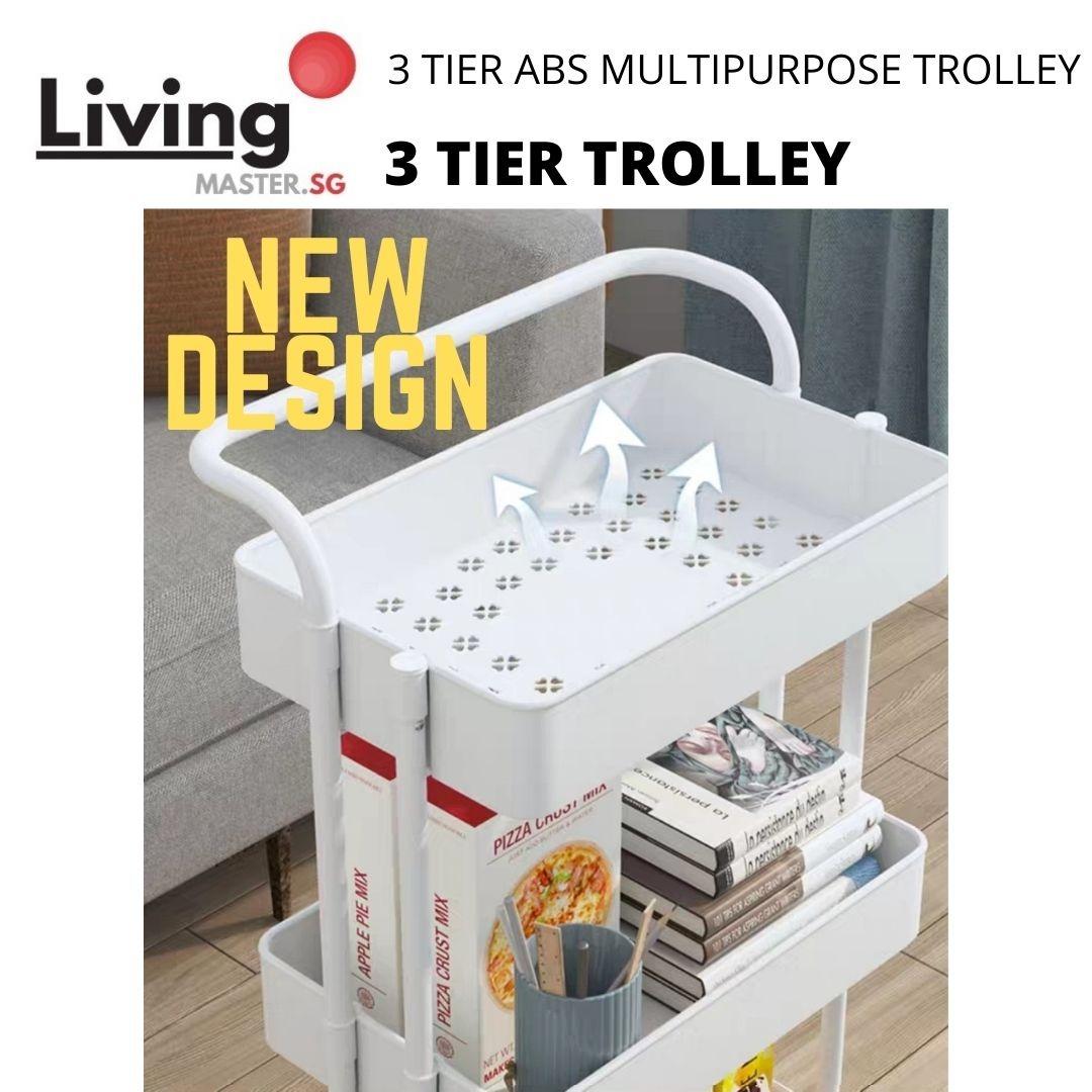 Kitchen Trolley 3 Tier ABS Multi-Purpose Movable Racks, Furniture ...
