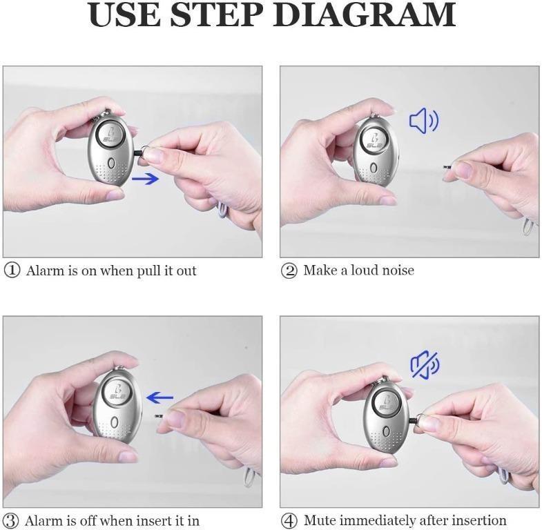 KNM.Personal Alarm, SLB 3 Pack Security Alarms Keychain with LED ...