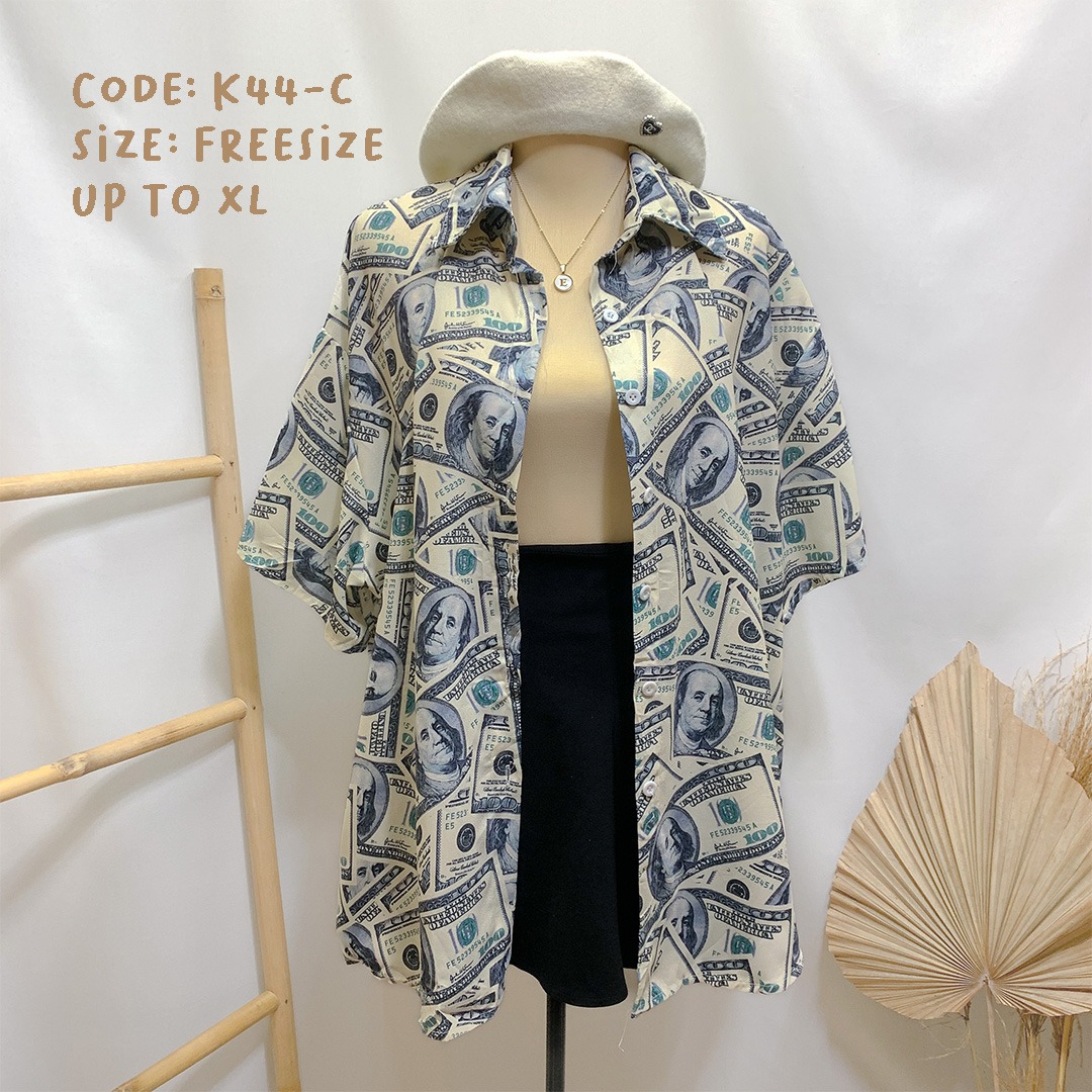 korean trendy dollar bill polo blouse, Women's Fashion, Tops, Blouses ...