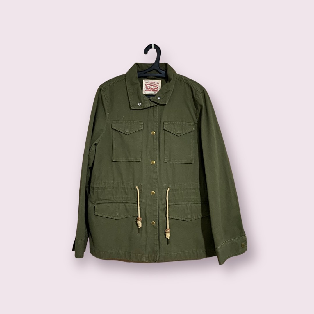 Levi's Green Khaki Utility Jacket, Women's Fashion, Coats, Jackets and ...