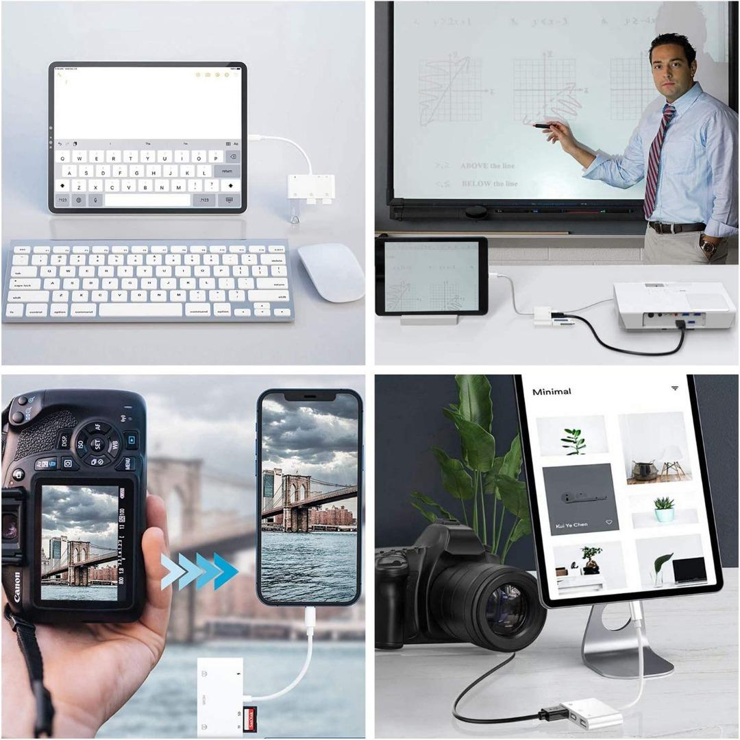 Lightning Hub iPad Adapter, 6-in-1 Lightning to HDMI Digital AV ...