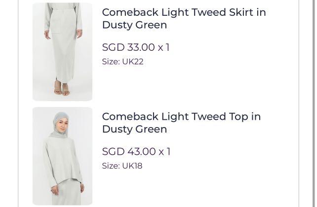 Lilit - Comeback Light Tweed Top and Skirt in Dusty Green, Women's ...