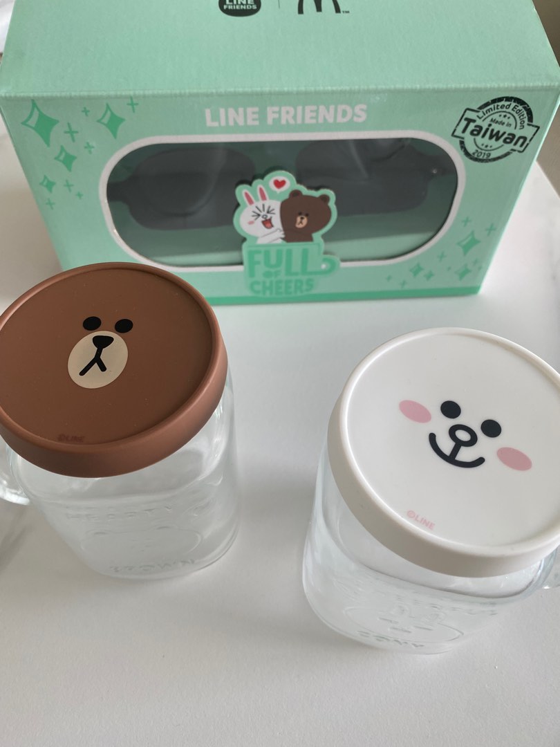 Line Friends Mason Jars *Taiwan Limited Edition*, Furniture & Home ...