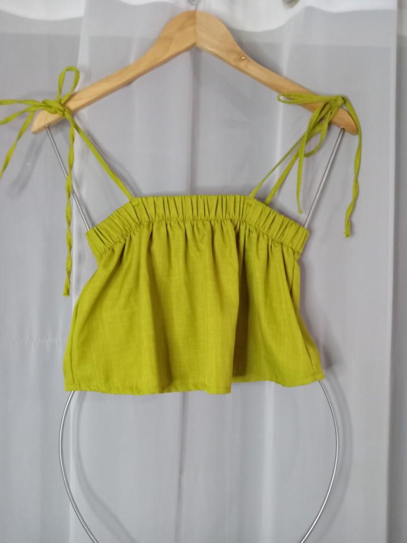 Linen Lime Green 3 Way top, Women's Fashion, Tops, Sleeveless on Carousell