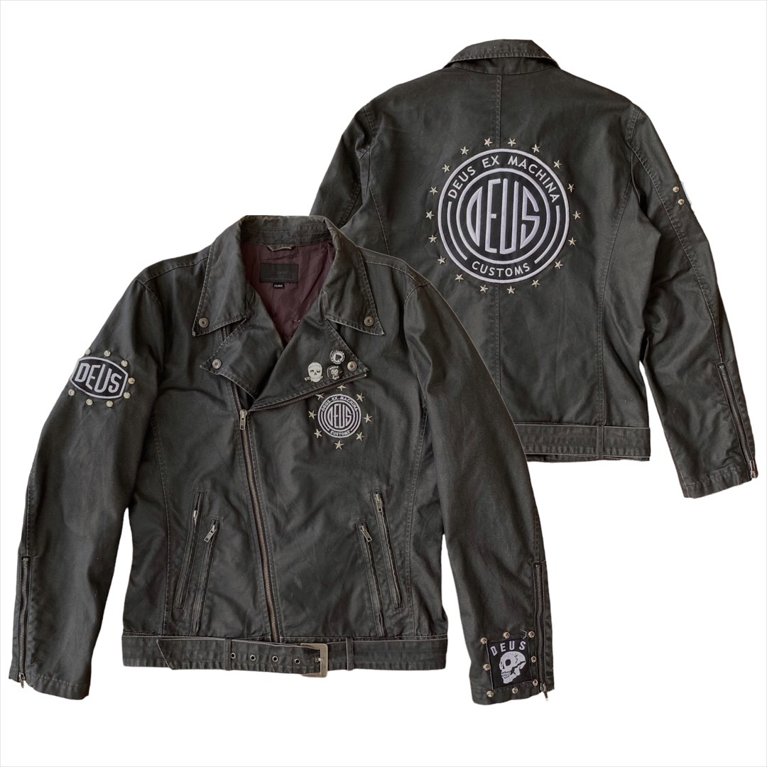 Mossimo Deus Double Collar Jacket Deus Ex Machina Patch/Stud Custom ...