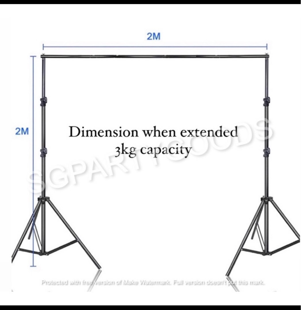 Never used - 2m x 2m backdrop stand with green and beige cloth ...