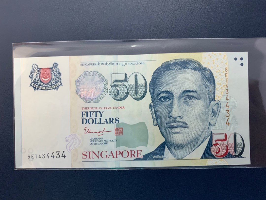 5ET 434434 Rader Repeater serial number Singapore Portrait Series $50 ...