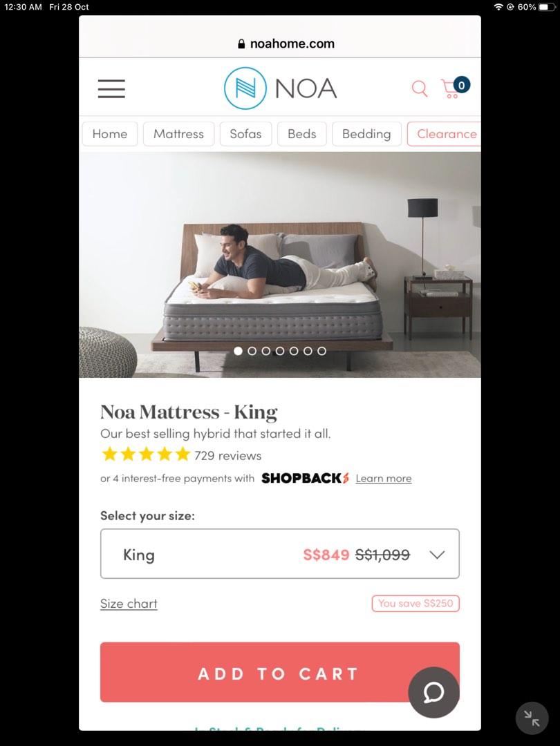 Noa king size bed with Ikea espevar bed frame, Furniture & Home Living ...