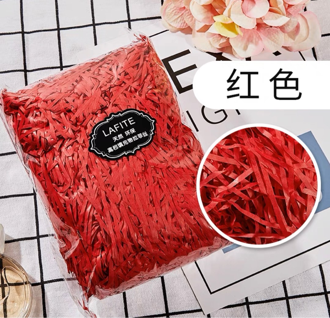 Raffia shredded paper (Red), Hobbies & Toys, Stationery & Craft, Other ...