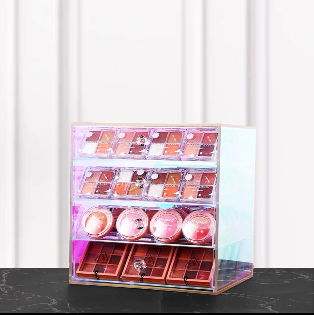 Rainbow Ombre Jewellery Makeup Box with 3 Tier Drawer, Furniture & Home ...