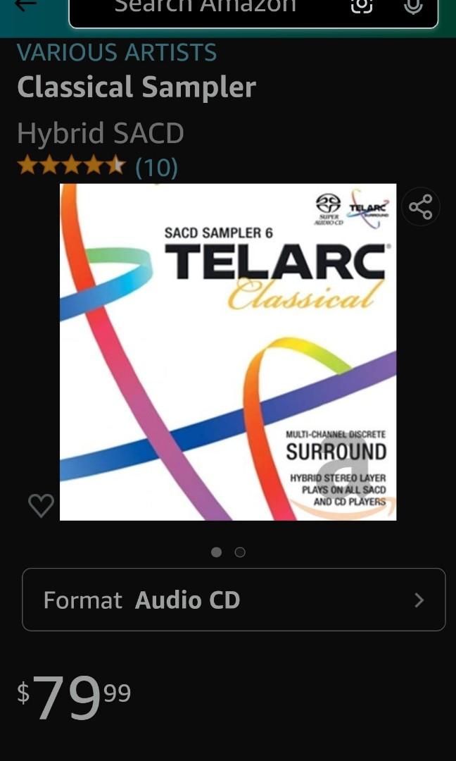 SACD Telarc Classical Sampler 6 Hybrid SACD Multi Channel Surround DSD ...