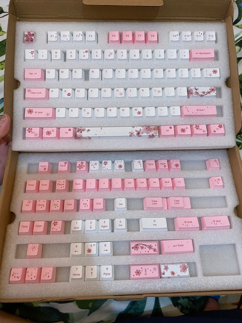Sakura Pink 127 Keys Cherry Height Keycaps, Computers & Tech, Parts ...