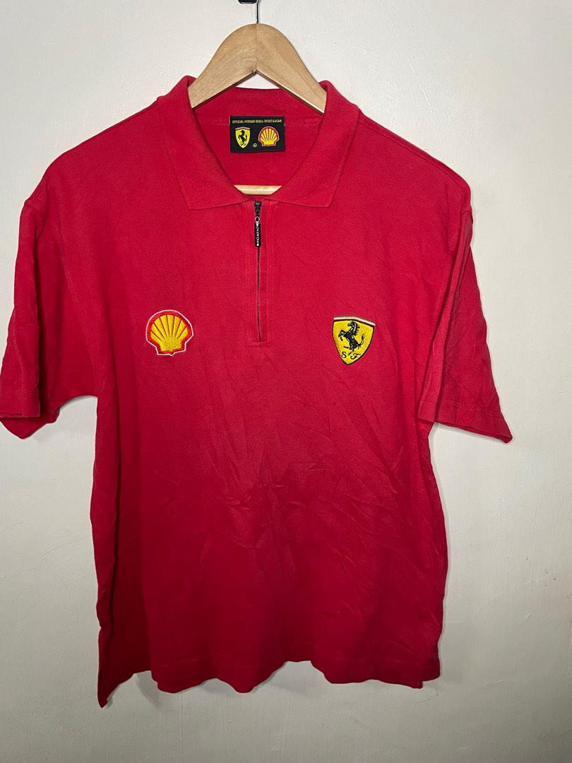 Shell x Ferrari Halfzip Polo Shirt, Men's Fashion, Tops & Sets, Tshirts ...