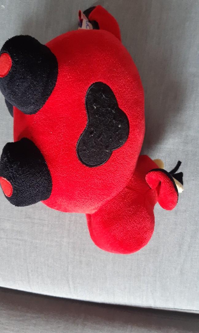 Soft toy red black cow peluche, Hobbies & Toys, Toys & Games on Carousell