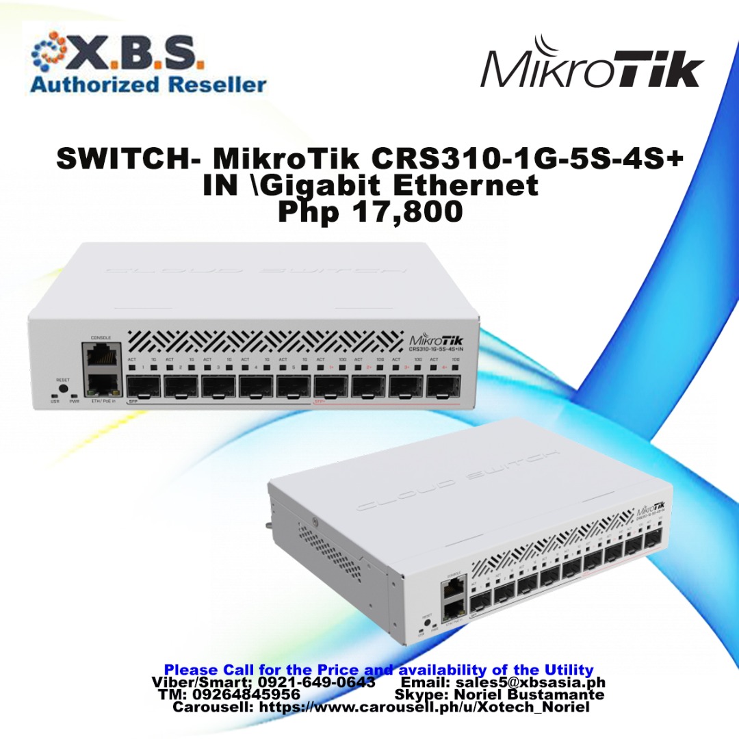 SWITCH- MikroTik CRS310-1G-5S-4S+IN Gigabit Ethernet, Computers & Tech ...