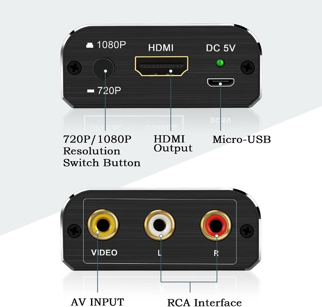 Tekholy RCA to HDMI,Aluminum 1080P RCA Composite CVBS AV to HDMI Video ...