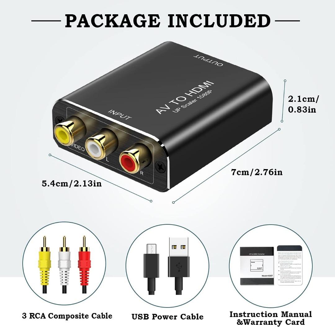 Tekholy RCA to HDMI,Aluminum 1080P RCA Composite CVBS AV to HDMI Video ...