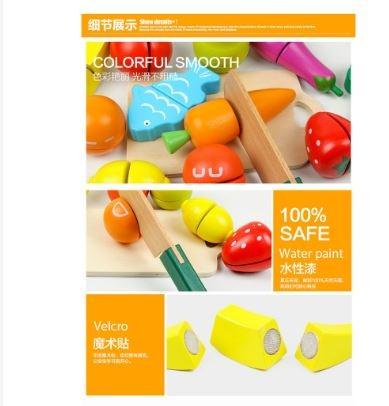 Velcro Wooden Fruit and Vegetable Combination Cutting Toys Set ...