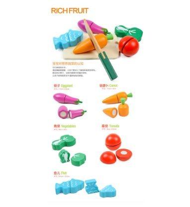 Velcro Wooden Fruit and Vegetable Combination Cutting Toys Set ...