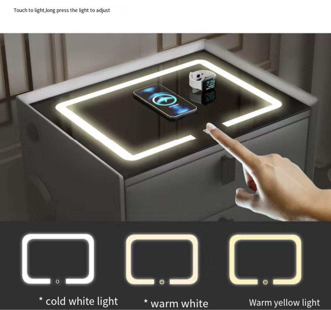 Wireless+USB Charging Bedside Cabinet With Drawers/Smart Multi ...