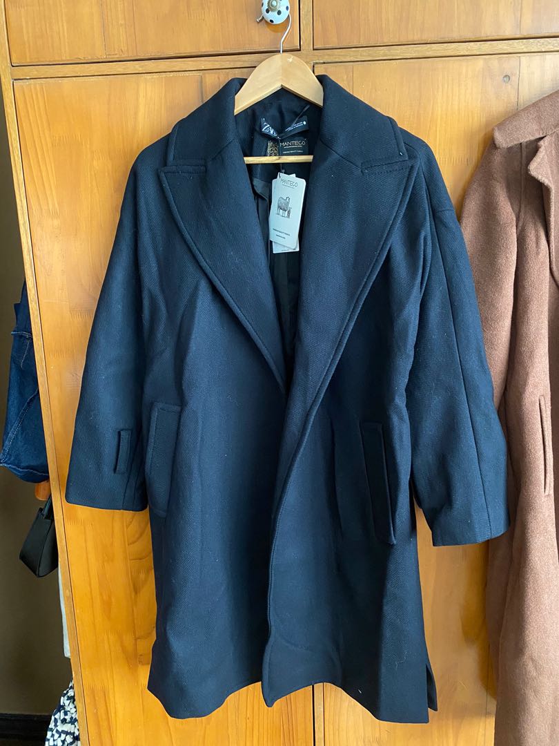 Zara Black Manteco Coat, Women's Fashion, Coats, Jackets and Outerwear ...