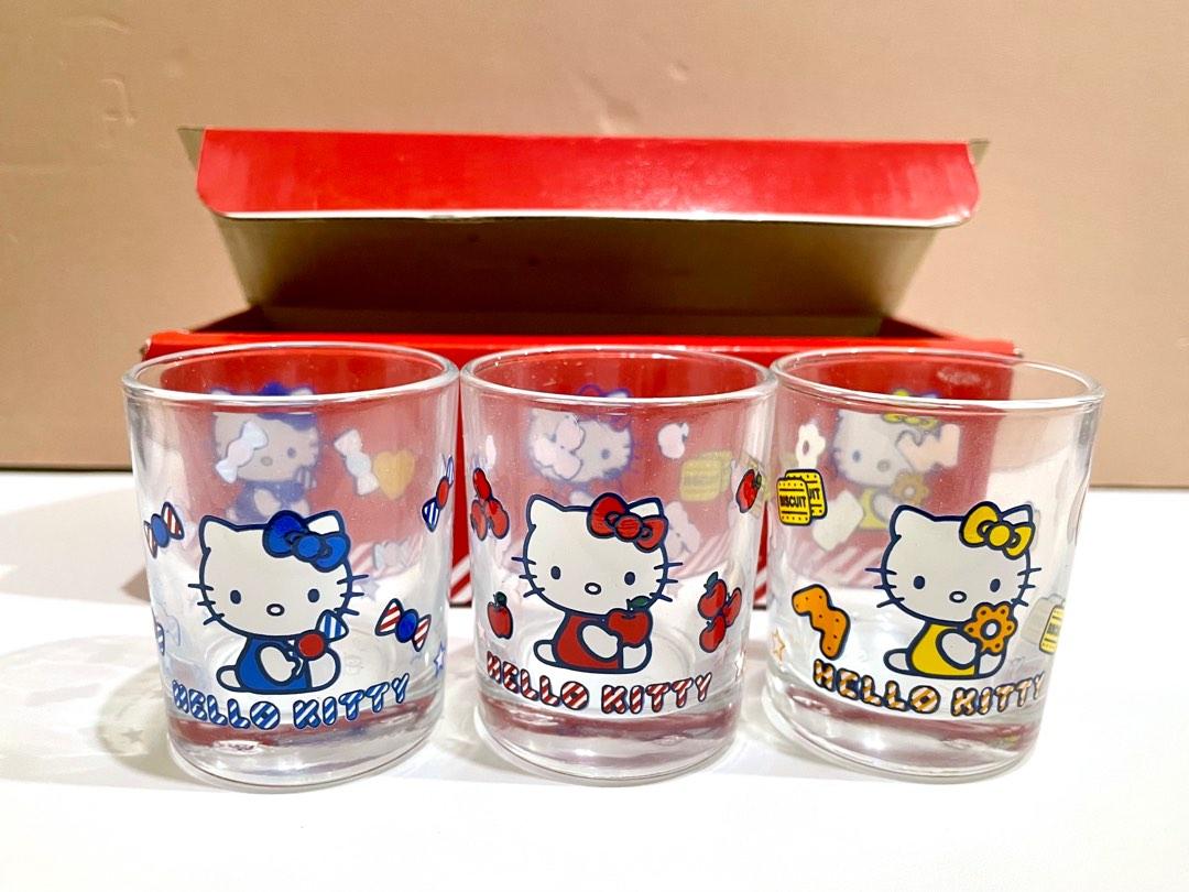 絕版 2001年 1套3隻 55ml Hello Kitty 玻璃杯 台灣製 glass cup made in Taiwan Sanrio ...